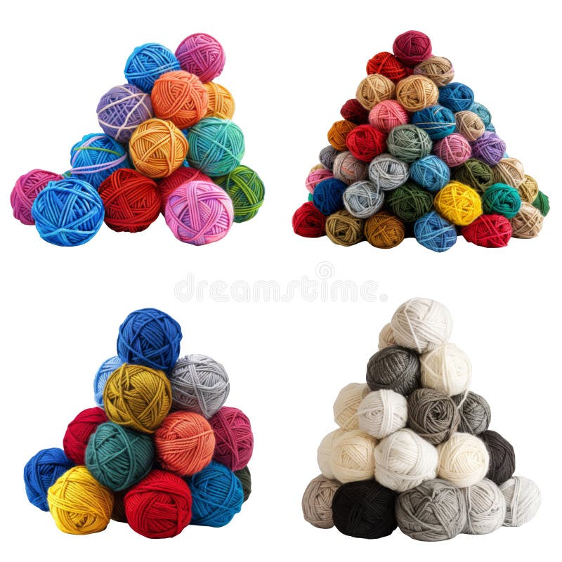 Colorful and Neutral Yarn Balls in Triangular Stacks Stock Image ...