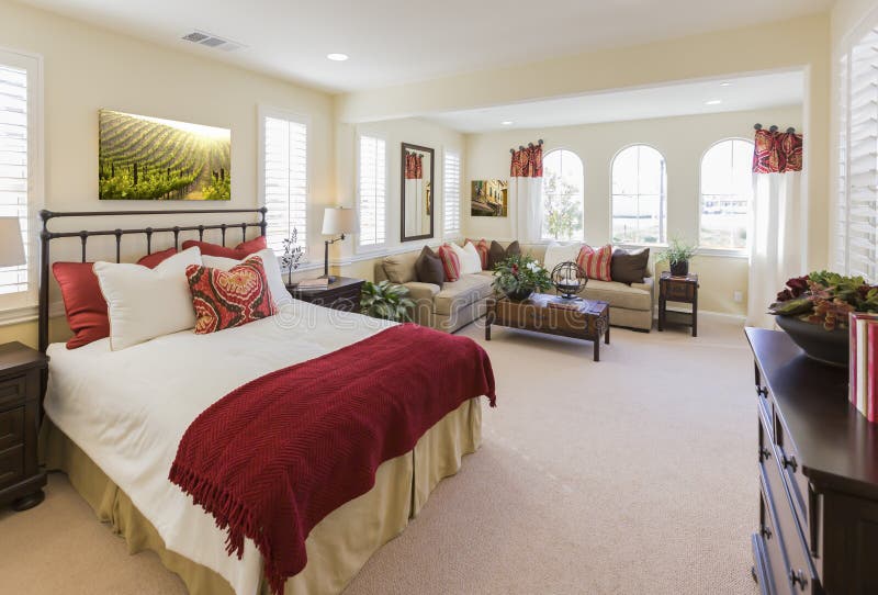 Colorful New Custom Bedroom Interior Stock Photo - Image of chairs ...