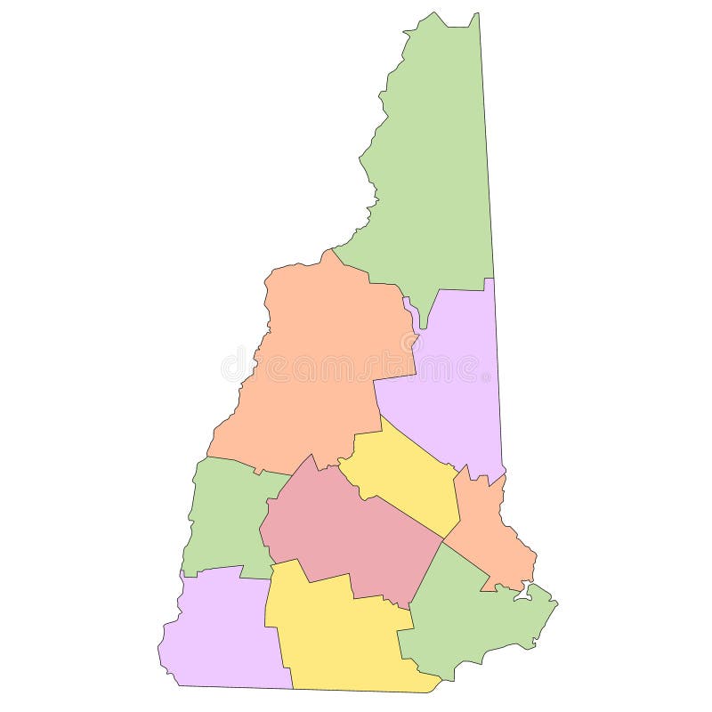 Colorful New Hampshire Map with Counties Stock Illustration ...