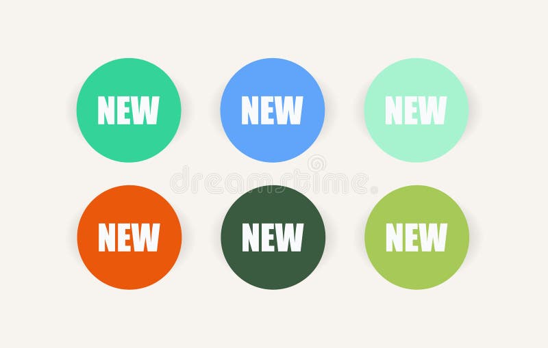 Colorful NEW Labels. Round Badge Stickers Set for Web and UI Design ...