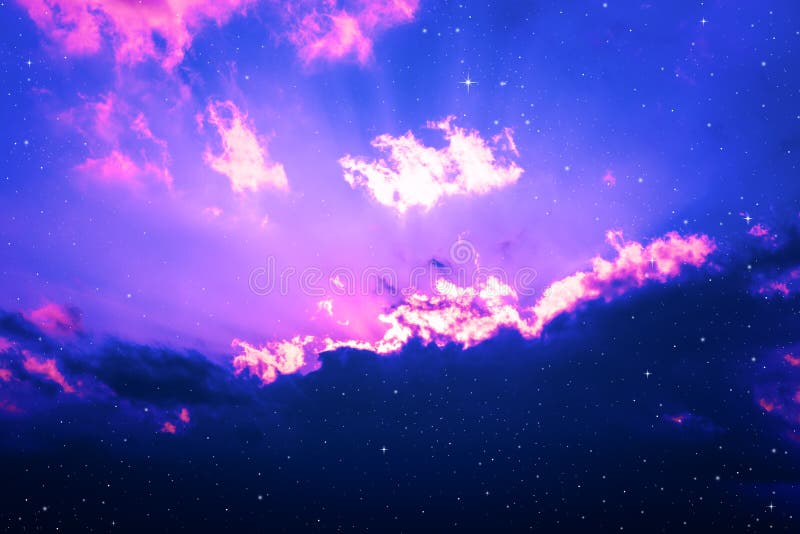 Colorful Night Sky with Super Moon Stock Photo - Image of night, astro ...