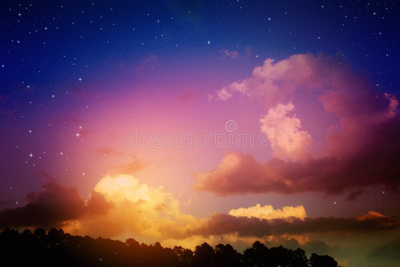 Colorful Night Sky with Stars Stock Photo - Image of cosmos, forest ...