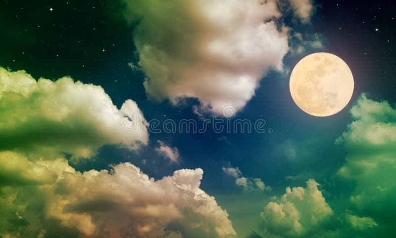 Colorful Night Sky with Super Moon Stock Photo - Image of night, astro ...