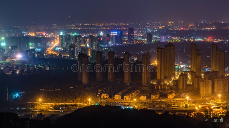 Colorful Night View of the City Stock Image - Image of scenery, town ...
