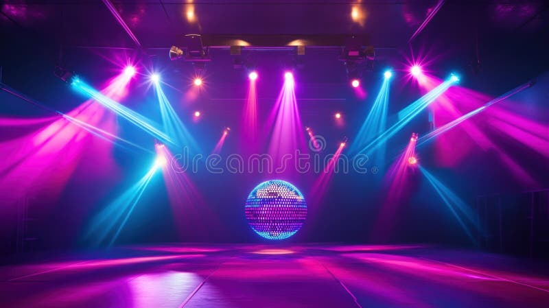 Colorful Nightclub with a Disco Ball and Vibrant Lighting Effects Stock ...