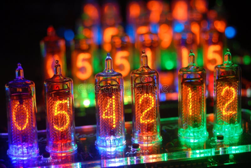 Colorful nixie tubes stock image. Image of neon, retro - 29194619