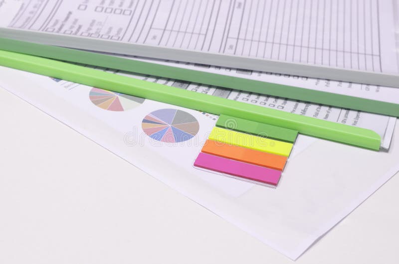 Colorful Note Pad with Graphs and Document Files Stock Photo - Image of ...