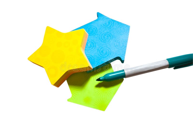 Colorful Note Paper and Pen Stock Photo - Image of organizer, colourful ...