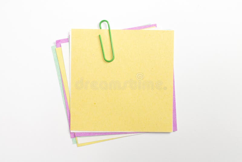 Colorful Note Paper Pin with Paper Clips and Isolated on White Stock ...