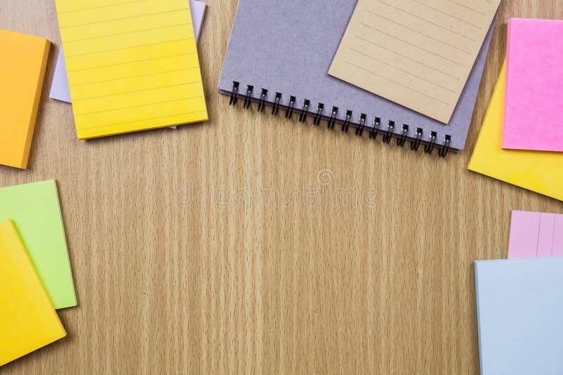 Colorful Note Paper on Table Stock Image - Image of topic, note: 101947369