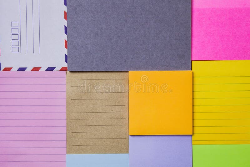 Colorful Note Paper on Table Stock Image - Image of texture, school ...