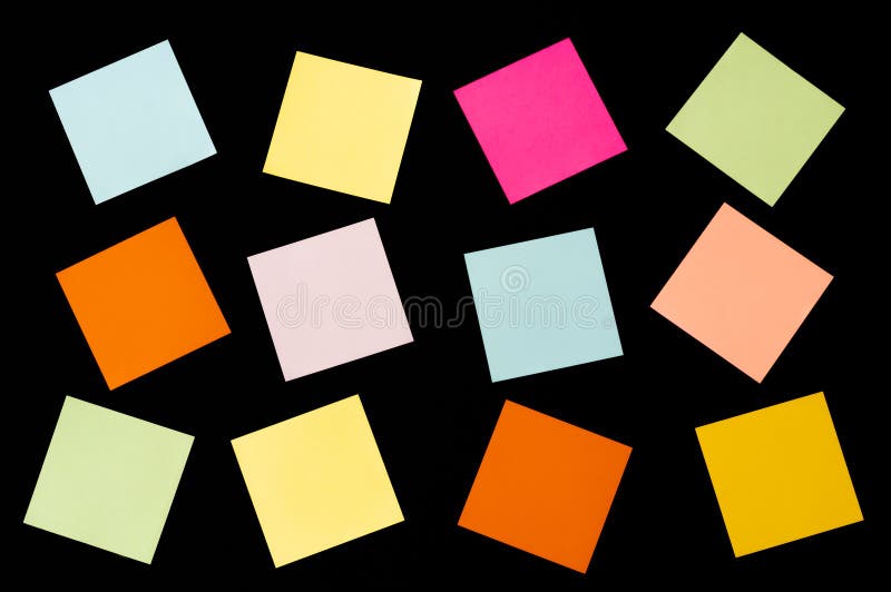 Colorful Note Papers, Collection of Different Colored Sheets on Black ...