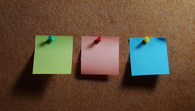 Colorful Note Papers. Post it Notes on Cork Board Stock Illustration ...
