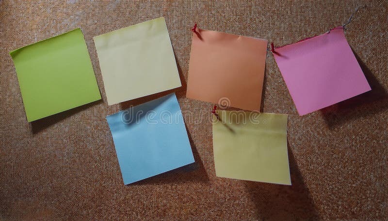 Colorful Note Papers. Post it Notes on Cork Board Stock Illustration ...