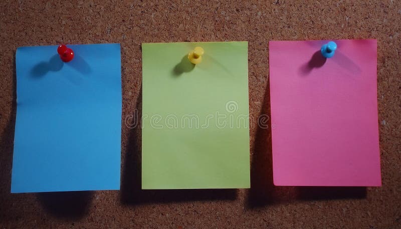 Colorful Note Papers. Post it Notes on Cork Board Stock Illustration ...