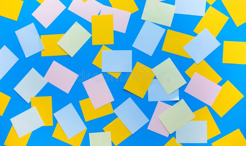 Colorful Note Papper on Blue Background Stock Image - Image of concept ...