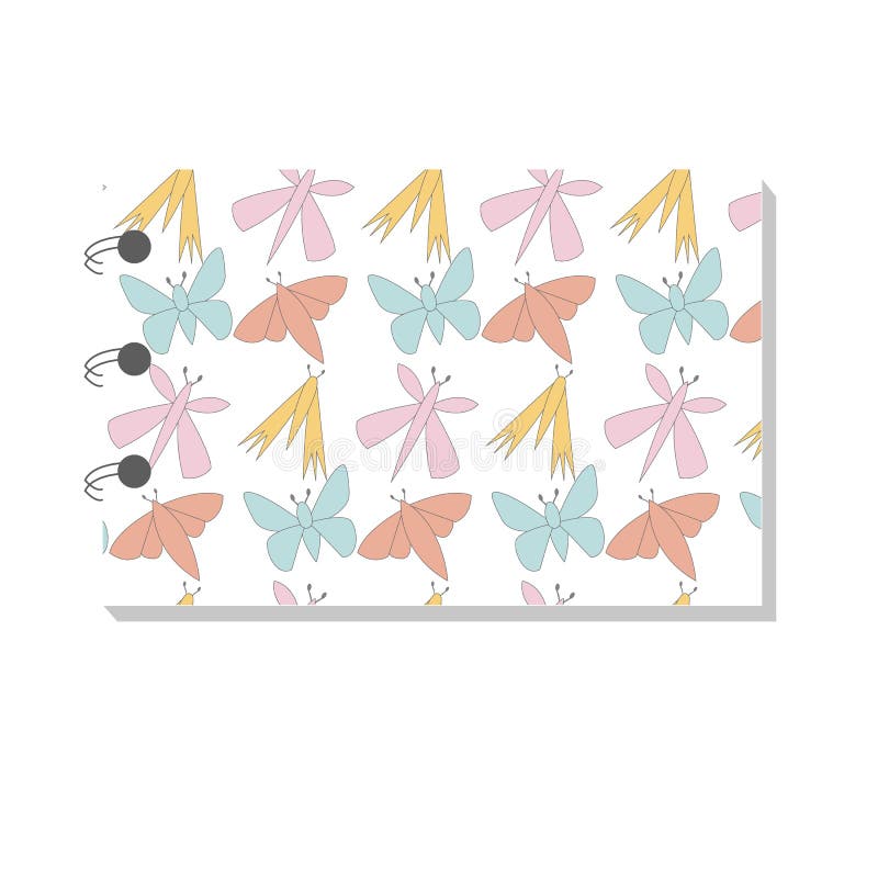 Colorful Notebook with Butterfly Pattern, Simple Design. Modern ...