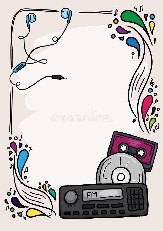 Colorful Notebook Page with Musical Elements and Notes and Bright ...