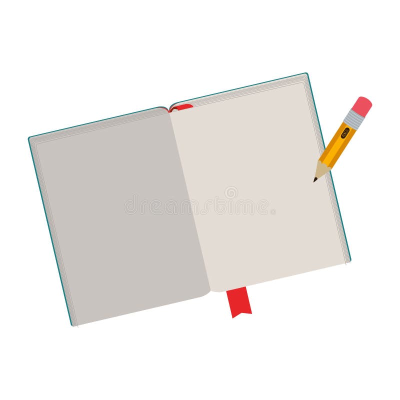 Colorful Notebook and Pencil with Ribbon Stock Vector - Illustration of ...