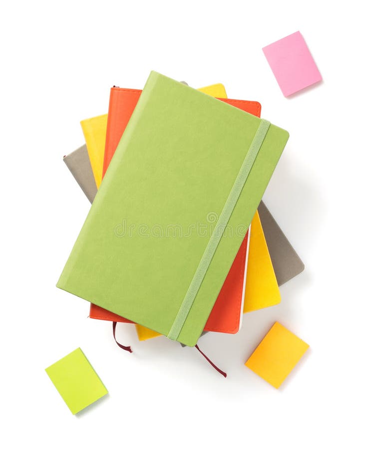 Colorful Notebook at White Background Stock Photo - Image of overhead ...