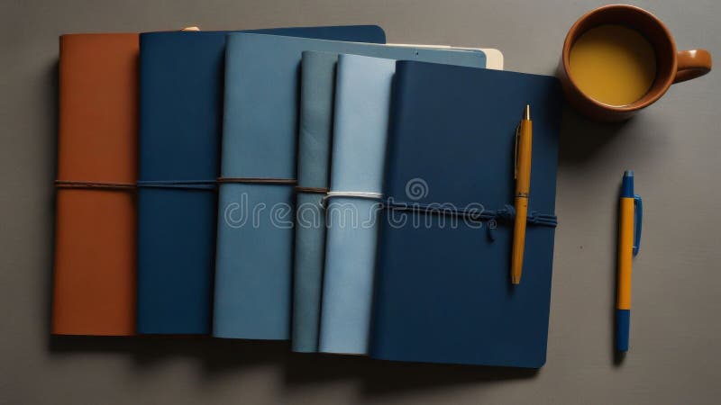 Colorful Notebooks and Pens Stock Illustration - Illustration of ...