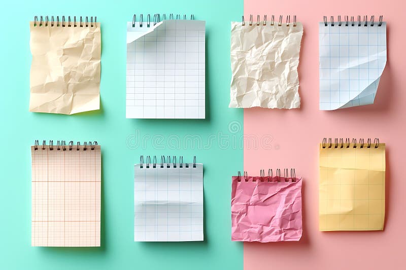 Colorful Notepad Collection on Split Background Fresh Creative Concept ...
