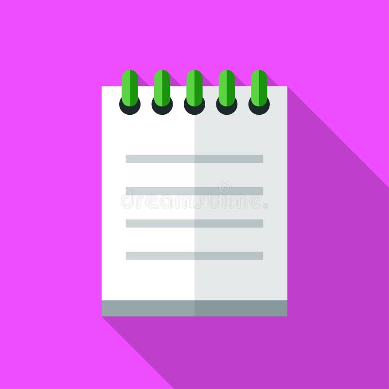 Colorful Notepad Icon in Modern Flat Style with Long Shadow Vector ...