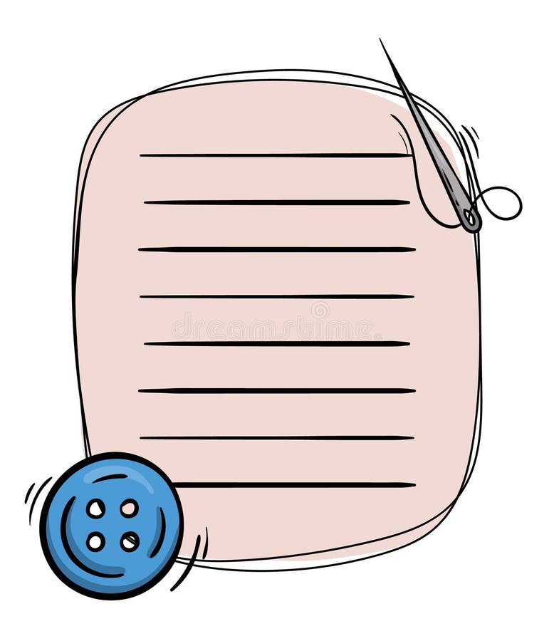 Colorful Notepad Page Template. Vector Illustration of a Button, Needle ...