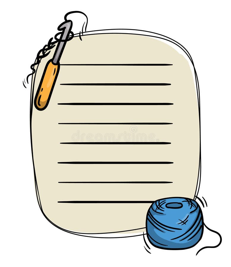 Colorful Notepad Page Template. Vector Illustration of a Crochet Hook ...