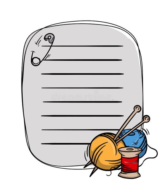 Colorful Notepad Page Template. Vector Illustration of a Pin, Sewing ...