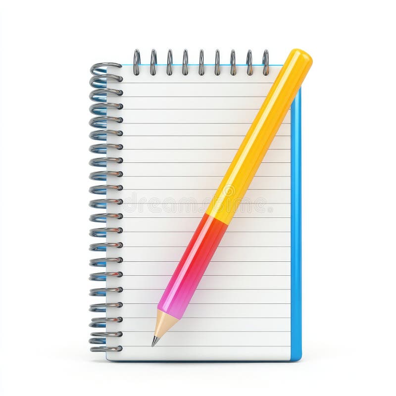 Spiral Notebook with Colorful Pencil: Ready for Ideas Stock ...