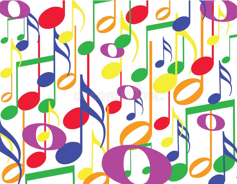 Colorful musical notes stock illustration. Illustration of spread - 809477