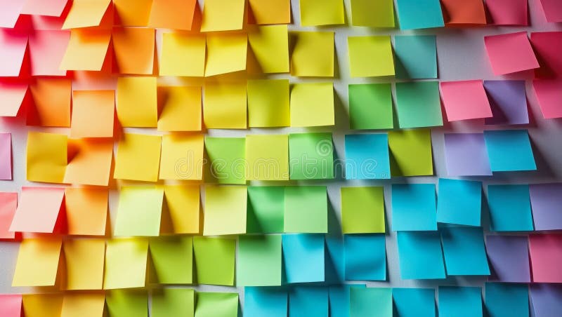 Colorful Notes Arranged in a Vibrant Pattern on a Wall Stock ...