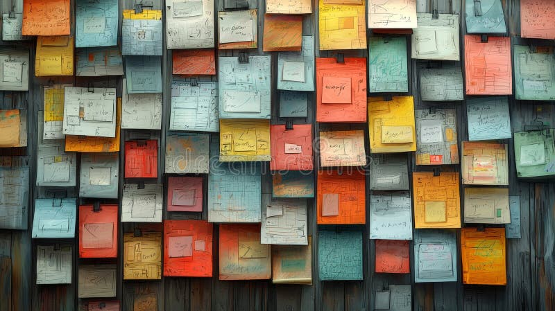 Colorful Notes and Ideas Covering a Wall in an Artistic Display Stock ...