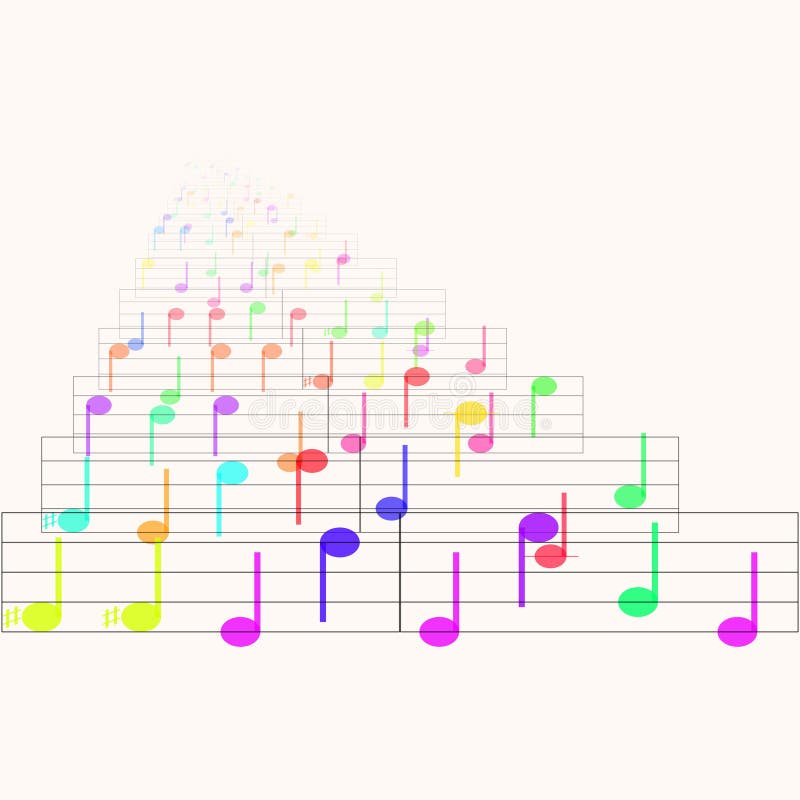 Colorful Musical Notes and Sheet Music, Artistic Illustration Stock ...