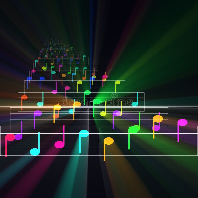 Colorful Notes Sheet Music Glowing Stock Illustration - Illustration of ...