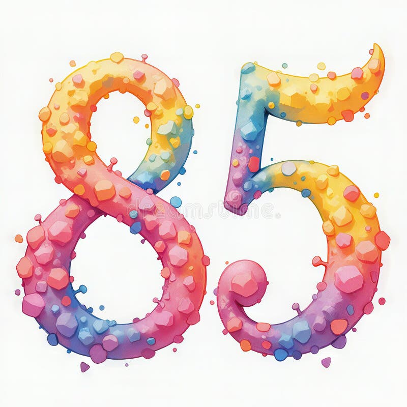 Colorful 85 number stock illustration. Illustration of card - 371048383