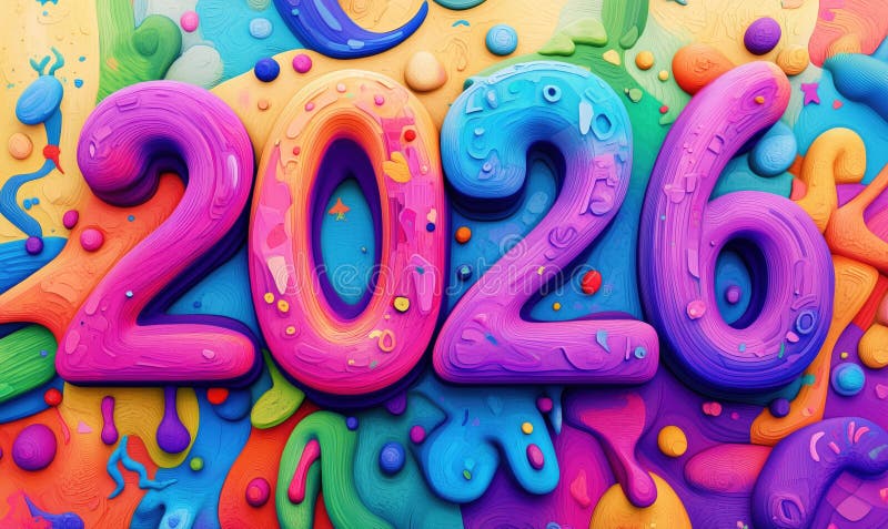 Colorful 2026 Number Design with Abstract Shapes and Textures for ...
