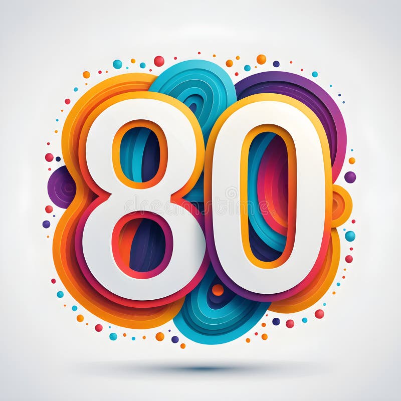Colorful 80 Number Design with Layered Circles Stock Illustration ...