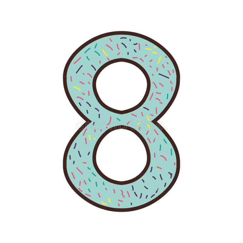 Colorful Number Eight Design with Sparks Stock Illustration ...