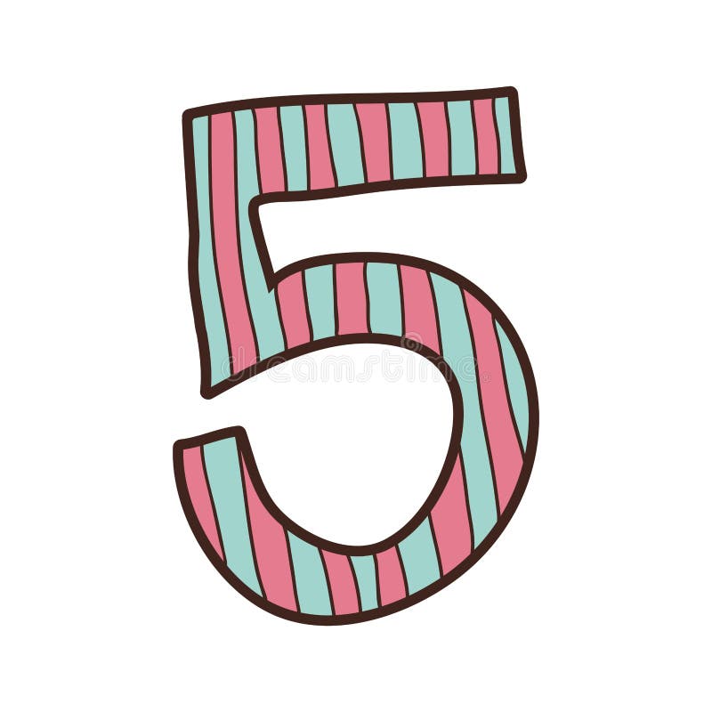 Colorful Number Five Design Over Striped Stock Illustrations – 3 ...