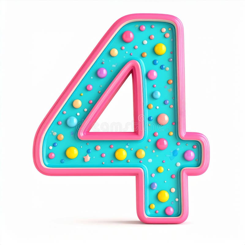 Colorful Number Four with Candy Sprinkles Stock Illustration ...