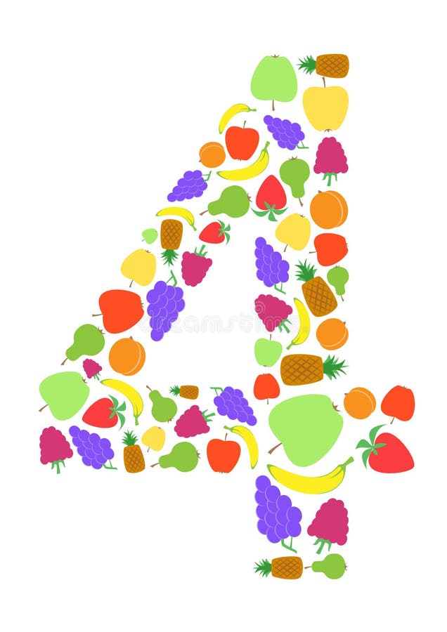 Colorful Number 2 Shaped by Flat Fruit Designs, Arial Stock ...