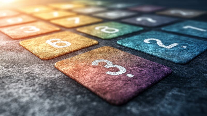 Colorful Number Tiles Arranged on a Textured Surface, Creating a ...