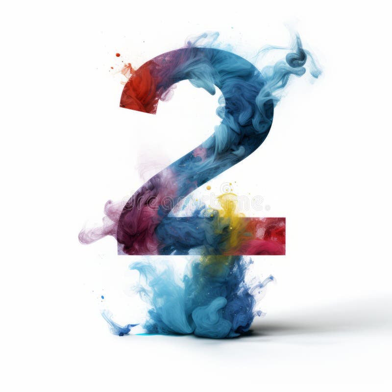 Colorful Number Two with Smoke - Realistic Forms and Dynamic Mark ...
