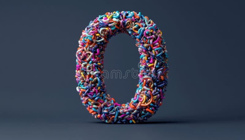 Colorful Number Zero Made of Assorted Pastel and Bright Rubber Bands ...
