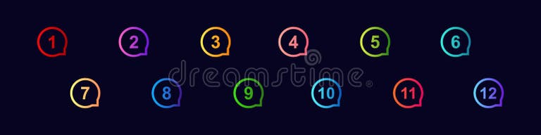 Colorful Numbered Bullet Point Icons for Lists or Step-by-step Instructions in Presentation ...