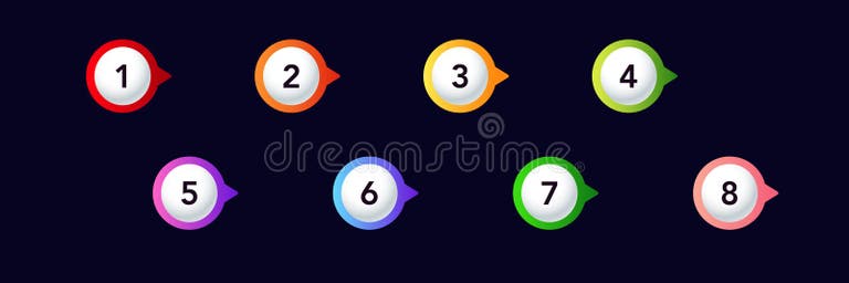 Colorful Numbered Bullet Points for Lists and Presentations Stock ...