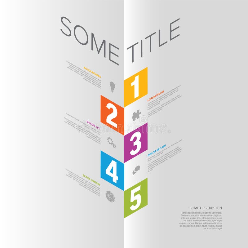 Colorful Numbered Five Steps Infographic Design Template with Ismetry ...