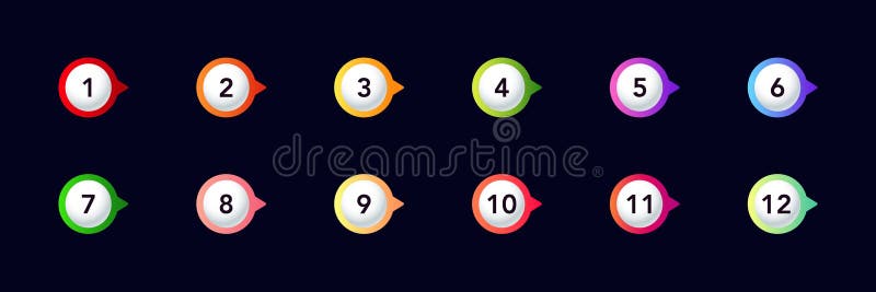Colorful Numbered Bullet Point Icons for Lists and Presentations with ...